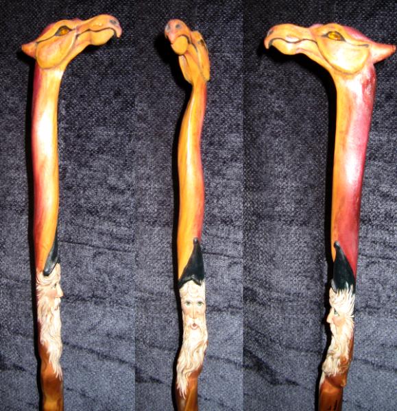 Dragon Wizard Walking Stick - Roni Art Wood Sculpture