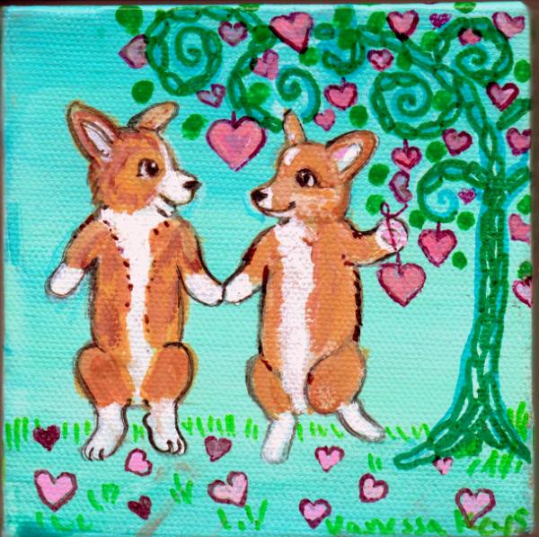 Pems under love tree - Vanessa Keys Art by the Sea L.L.C /Corgis by the Sea